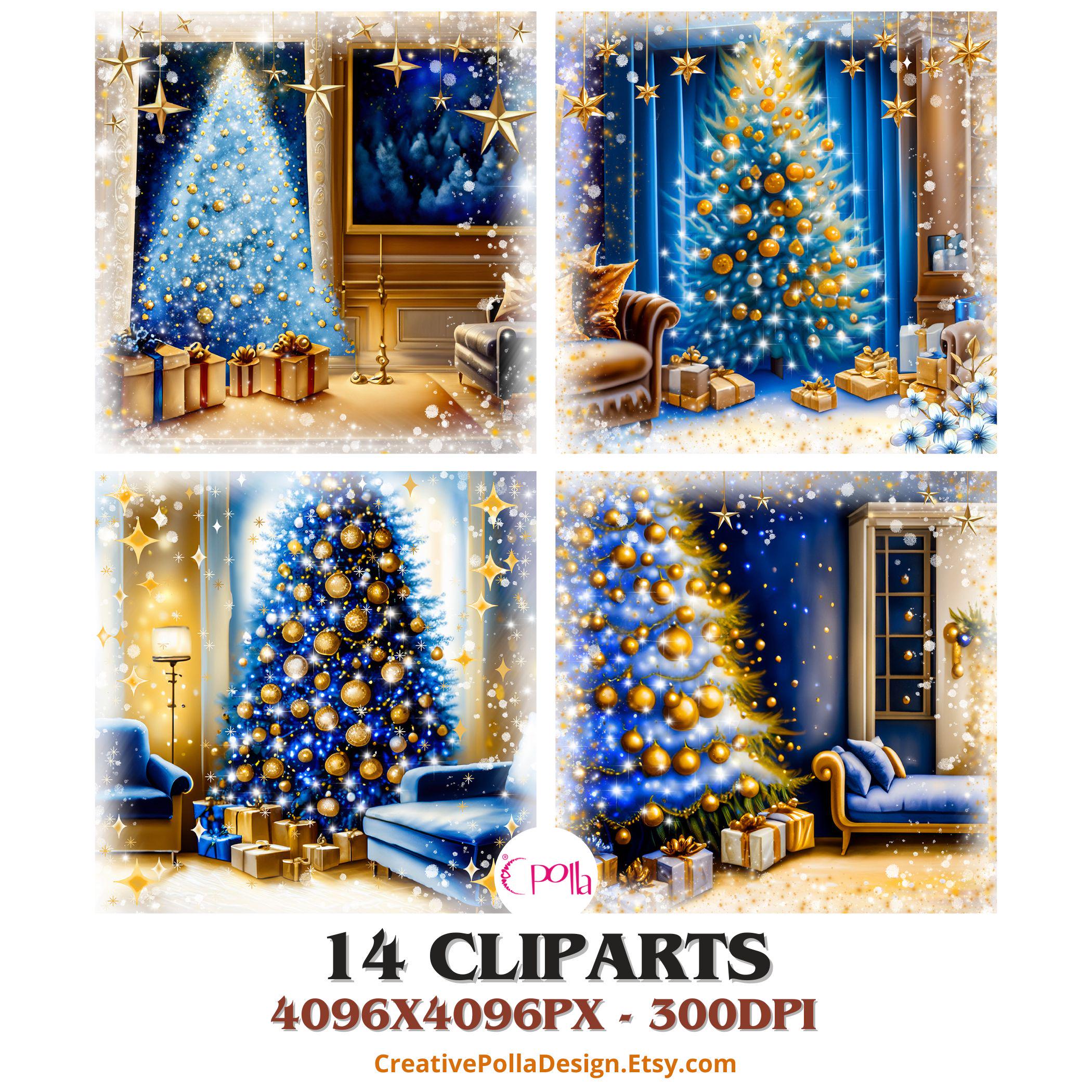 Christmas Living Room Clipart Bundle, High Quality Watercolor Jpgs ...