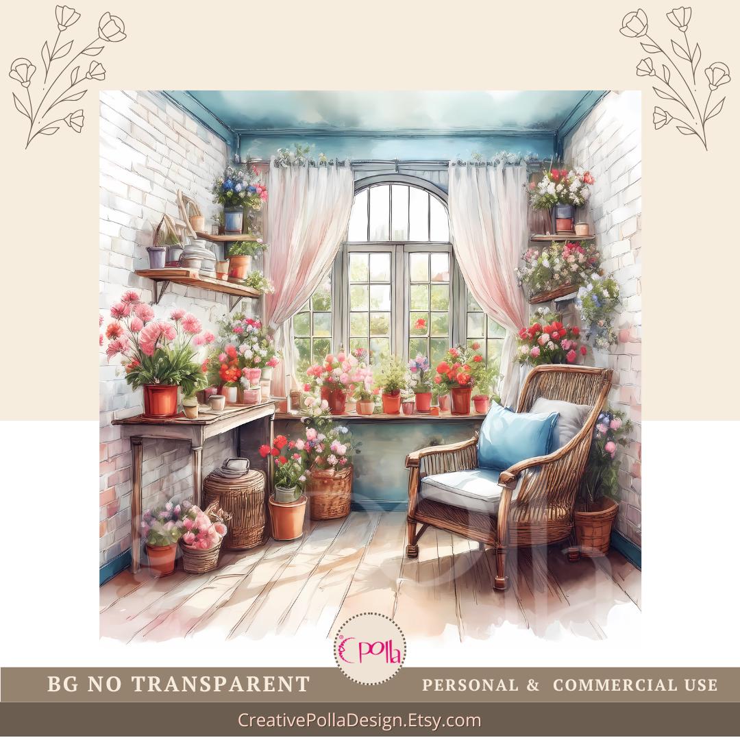 Shabby Chic Clipart Shabby Chic Lady Room Clipart, Shabby Chic Floral ...