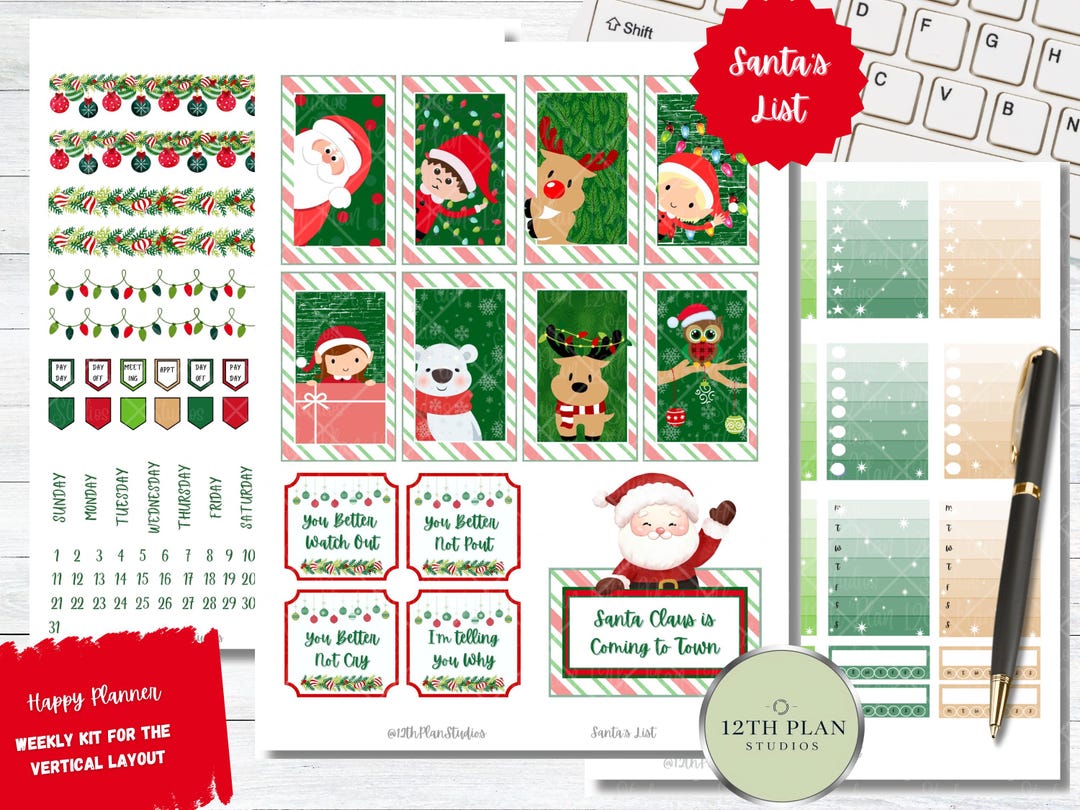 Christmas Stickers, Planner Printable, Classic Happy Planner Kit ...