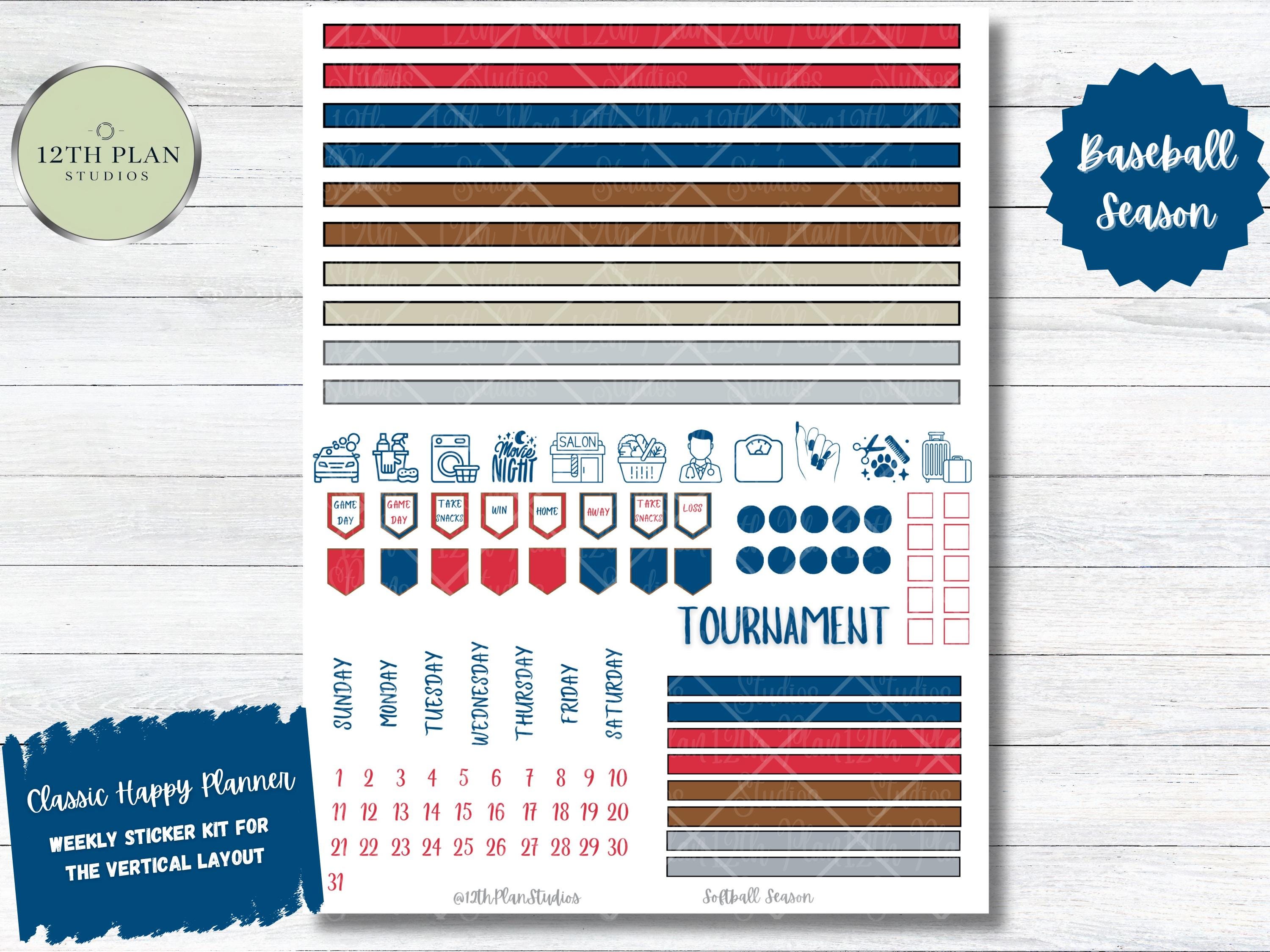 Baseball Stickers, Planner Printable, Classic Happy Planner Kit, Weekly ...