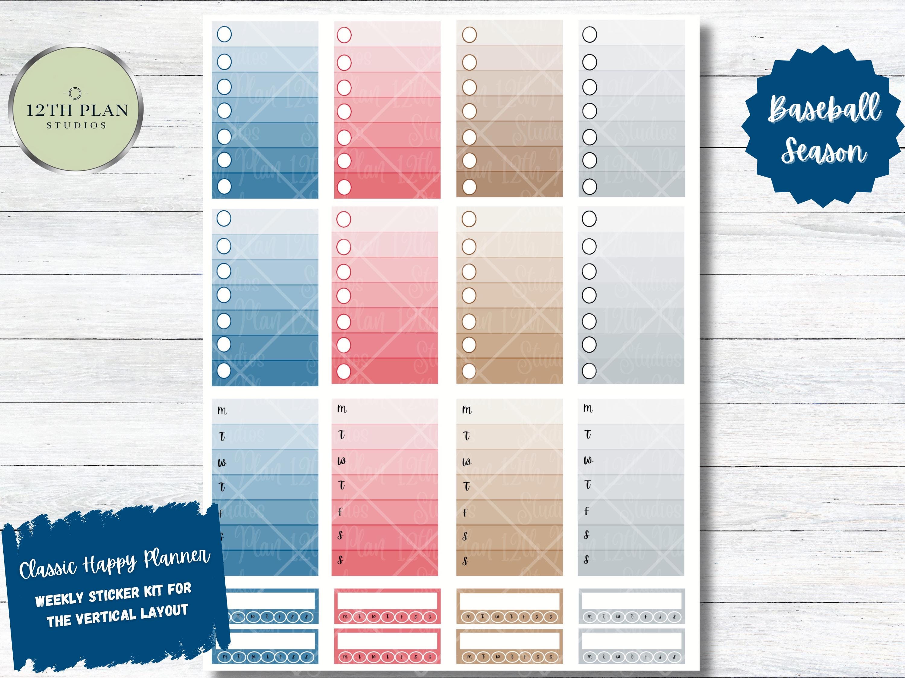 Baseball Stickers, Planner Printable, Classic Happy Planner Kit, Weekly ...