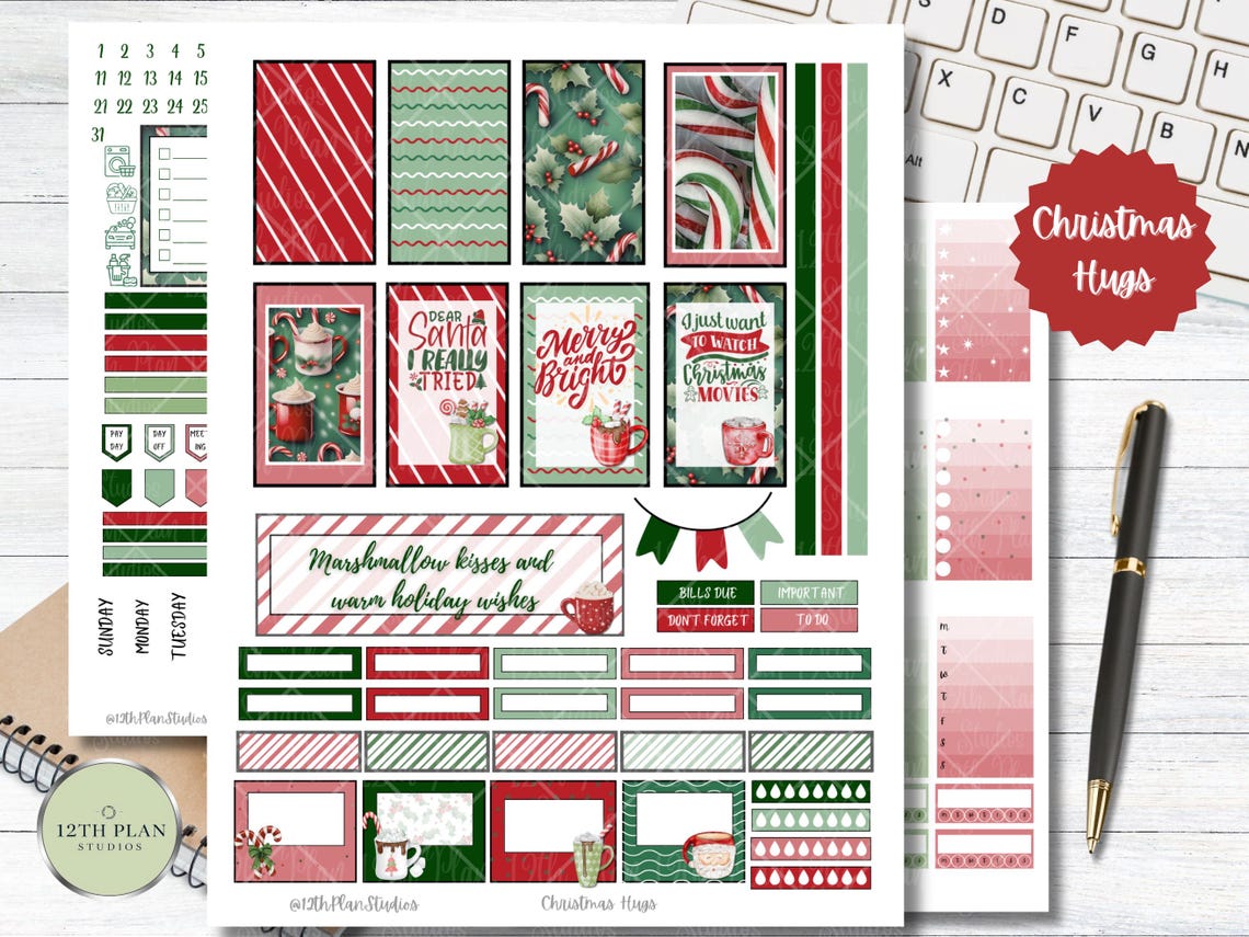 Christmas Stickers, Planner Printable, Classic Happy Planner Kit ...