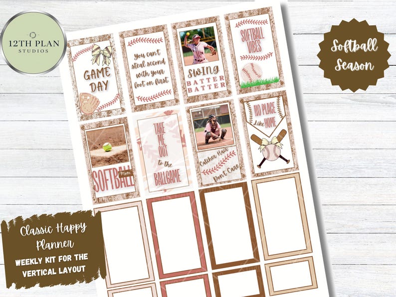 Softball Stickers, Planner Printable, Classic Happy Planner Kit, Weekly ...