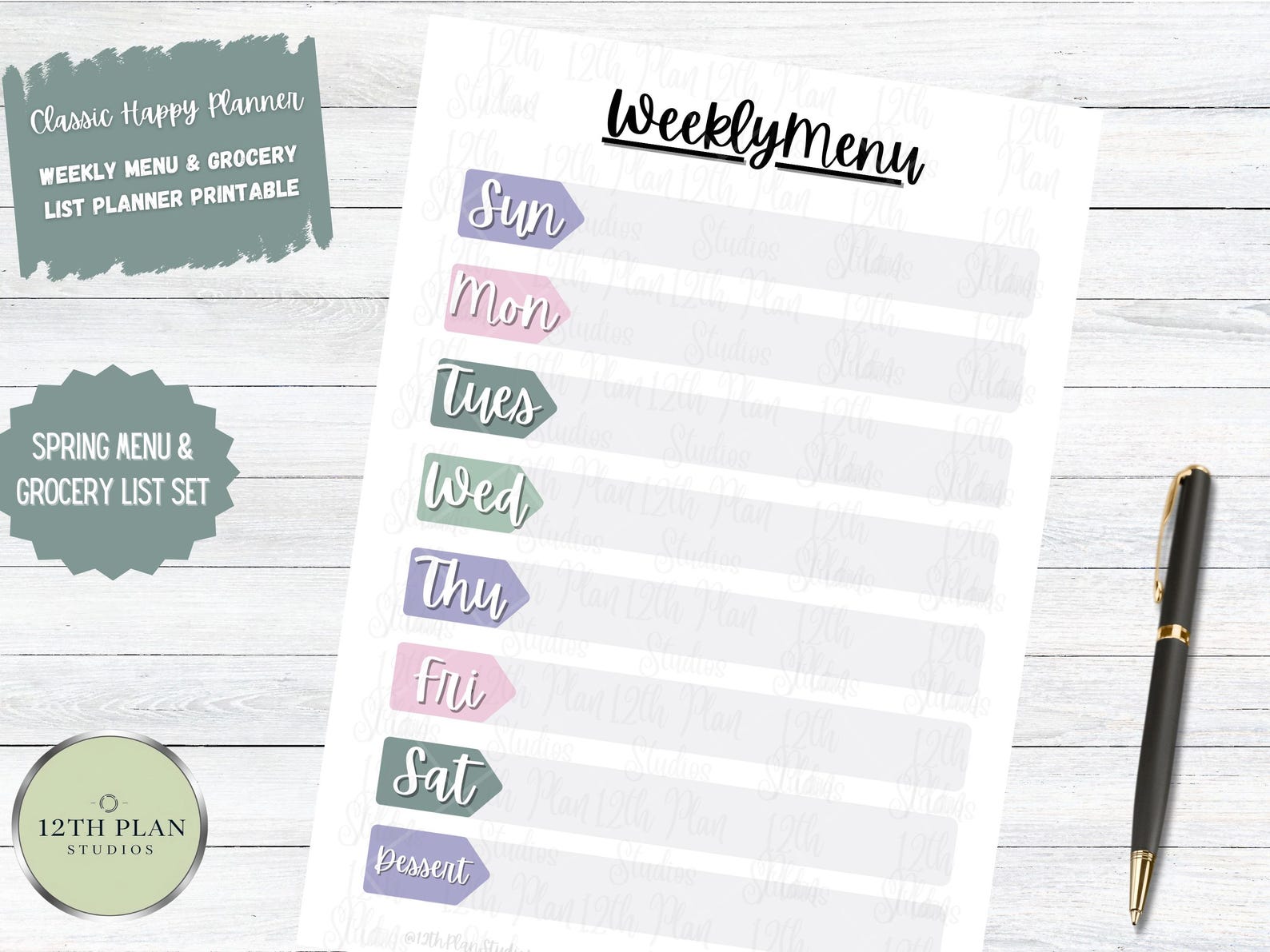 Spring Weekly Menu & Grocery List, Classic Happy Planner, Weekly ...