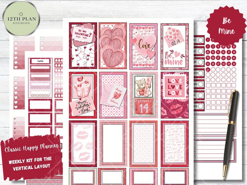 Valentine's Stickers, Planner Stickers, Classic Happy Planner Kit ...