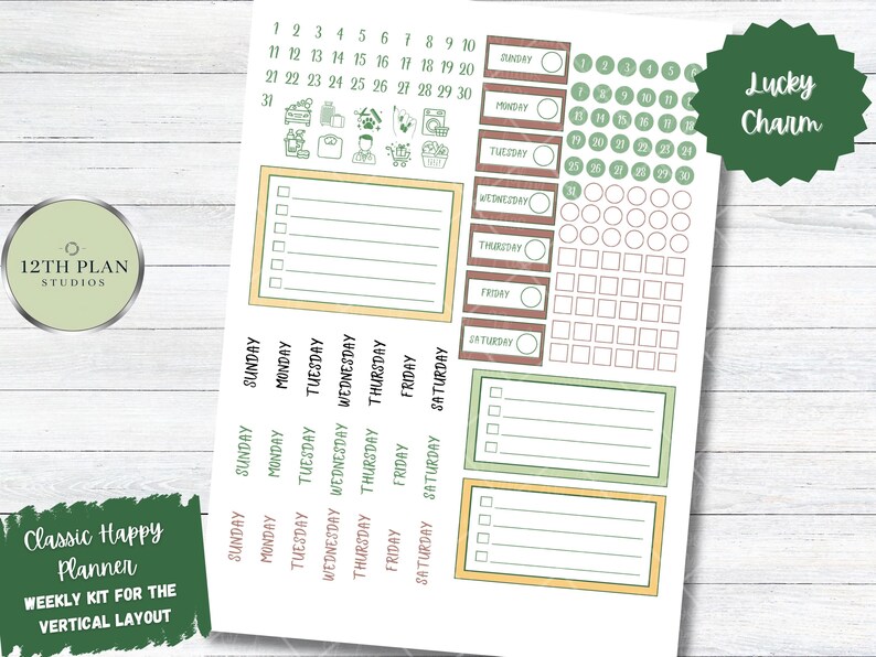 St. Patrick's Day Stickers, Planner Stickers, Classic Happy Planner Kit ...