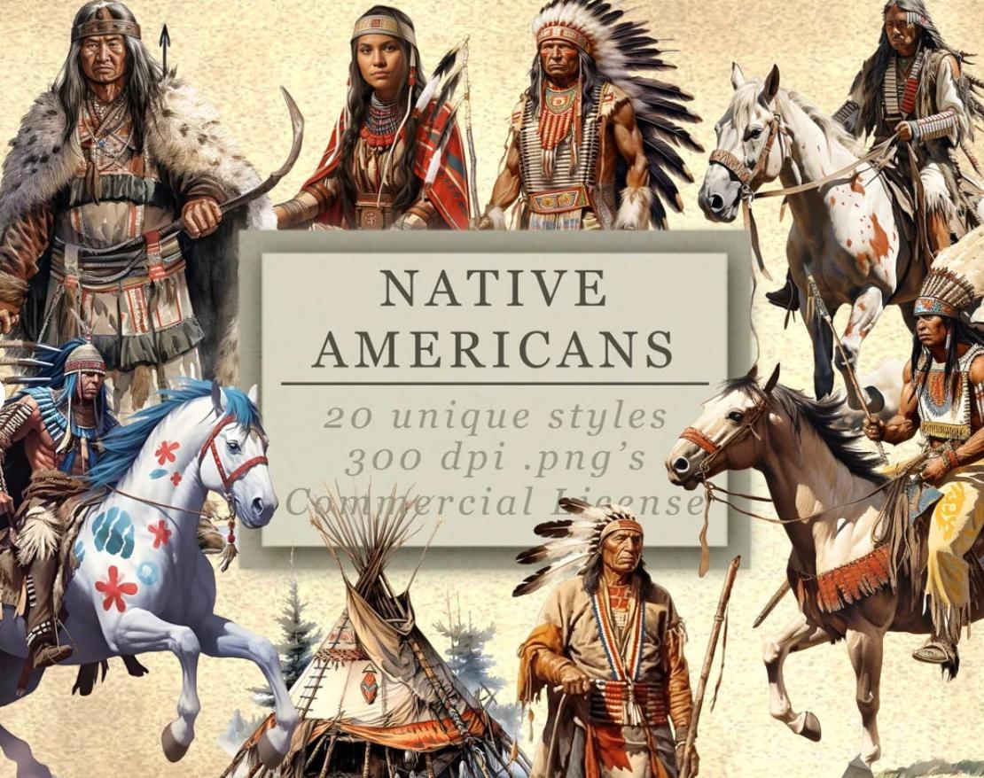 Native American Warriors Clip Art – Indigenous Tribe PNG Graphics ...