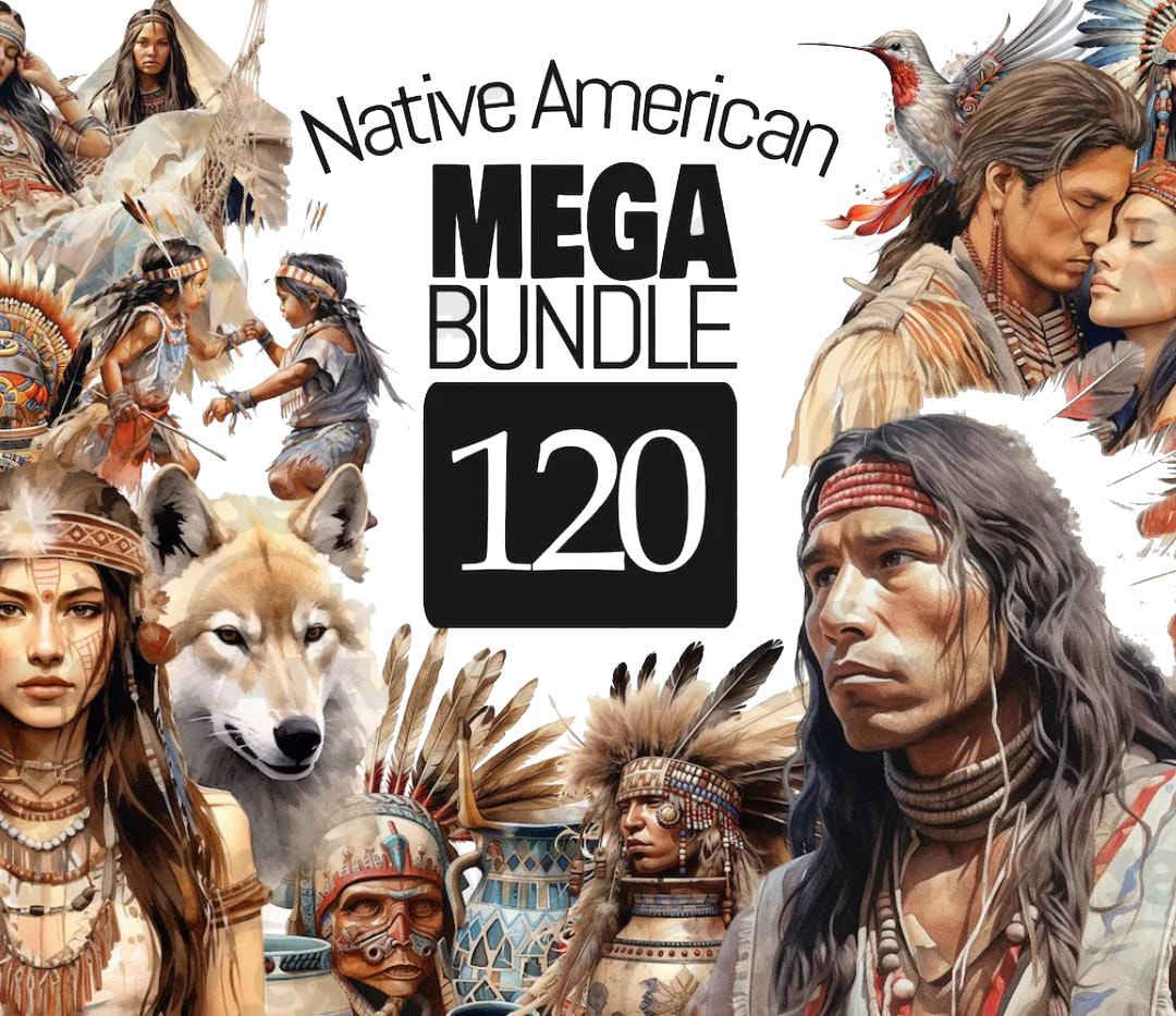 Native American Watercolor Clipart Set – Mega Bundle (PNG Files) - Etsy