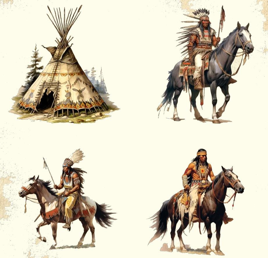 Native American Warriors Clip Art – Indigenous Tribe PNG Graphics ...
