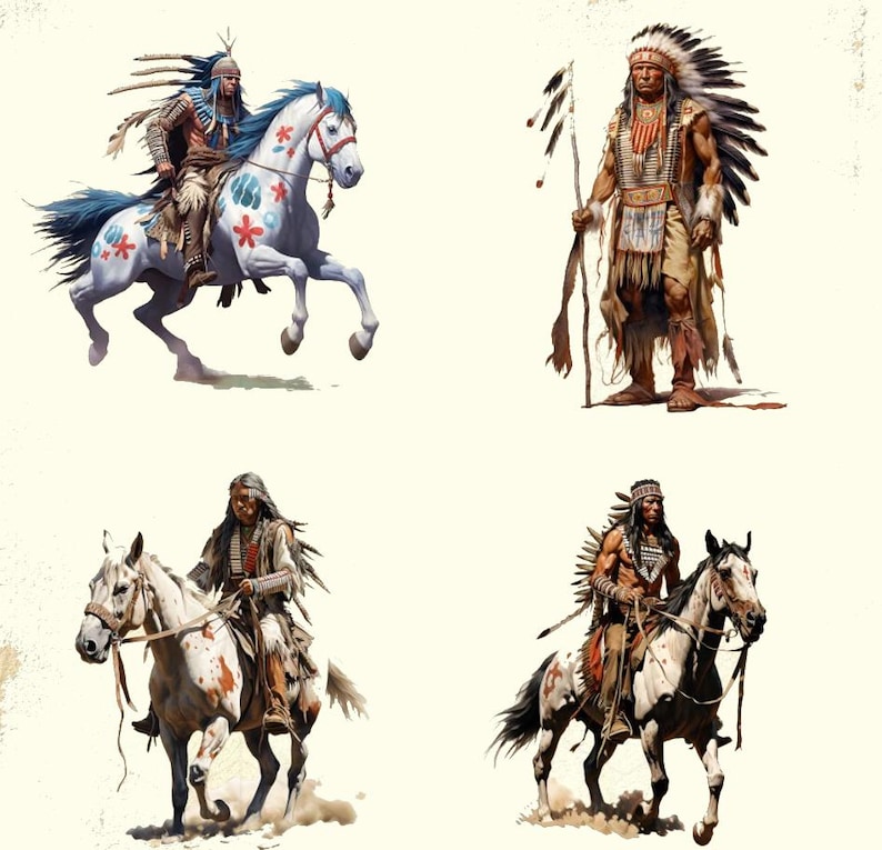 Native American Warriors Clip Art – Indigenous Tribe PNG Graphics ...