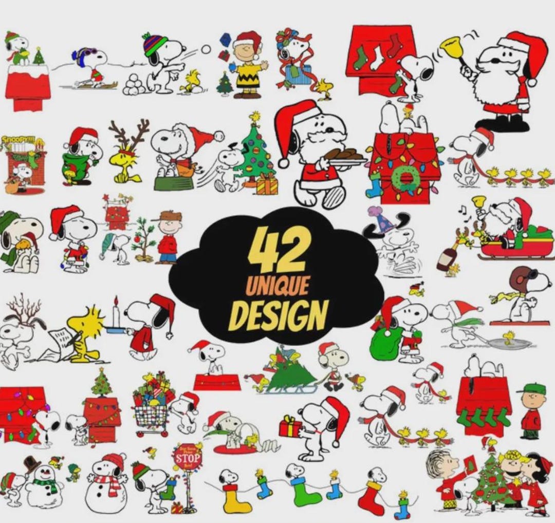 40+ Snoopy Christmas SVG & PNG Bundle Peanuts Cartoon Clipart - Etsy