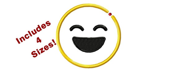 Smiley Face Emoticon 4 SIZES Machine Embroidery Design | Etsy