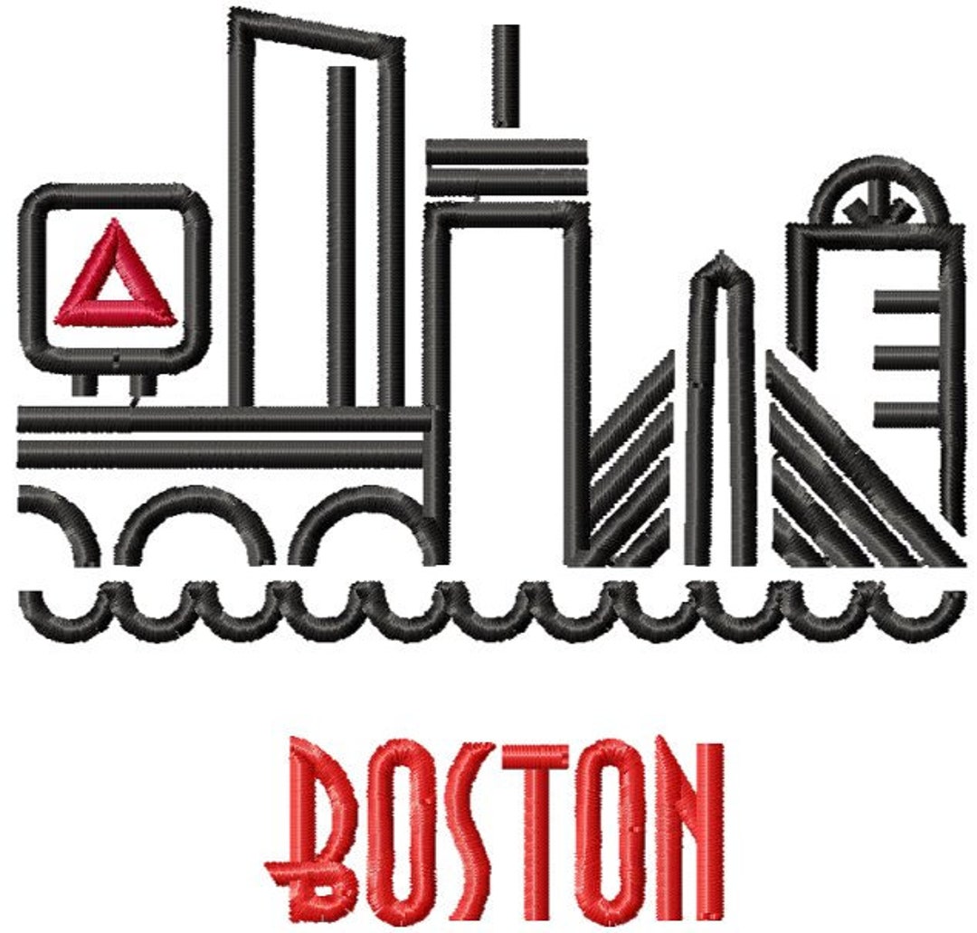 Skyline Back Bay Boston Fenway Embroidery Files Icons Beantown Southie ...