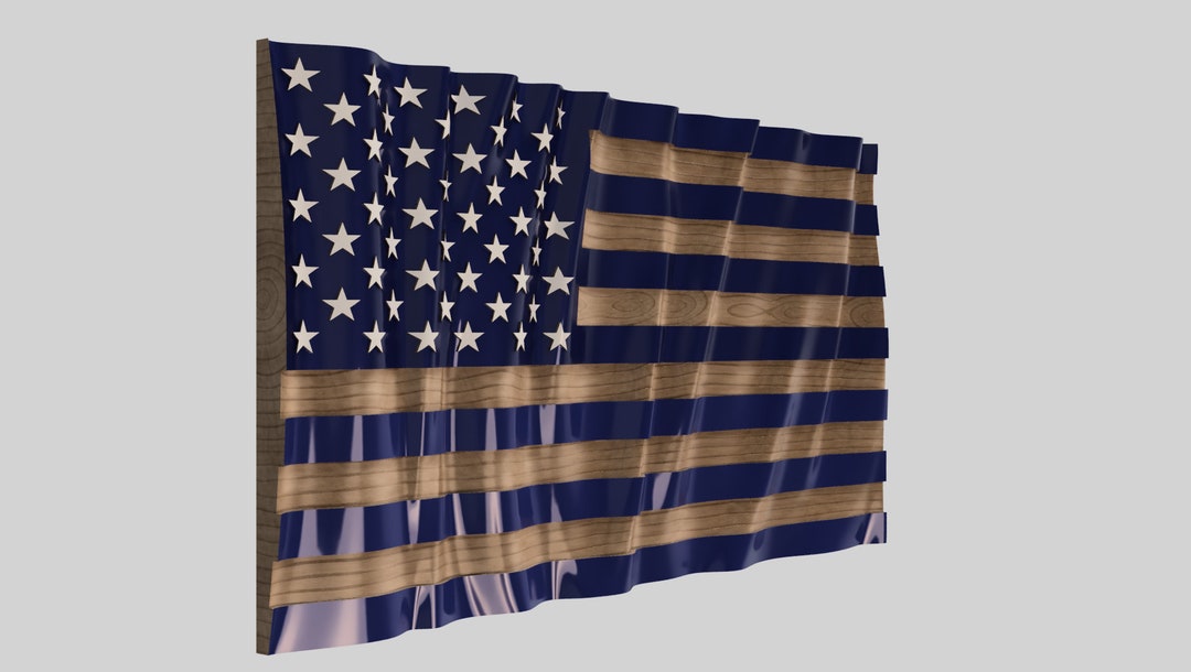 1.5in Wavy Flag - Wavy Union Stars - 3D STL File - Etsy