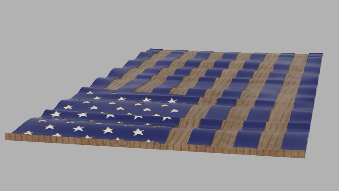 1/2in Wavy Flag - Wavy Union Stars - 3D STL File - Etsy