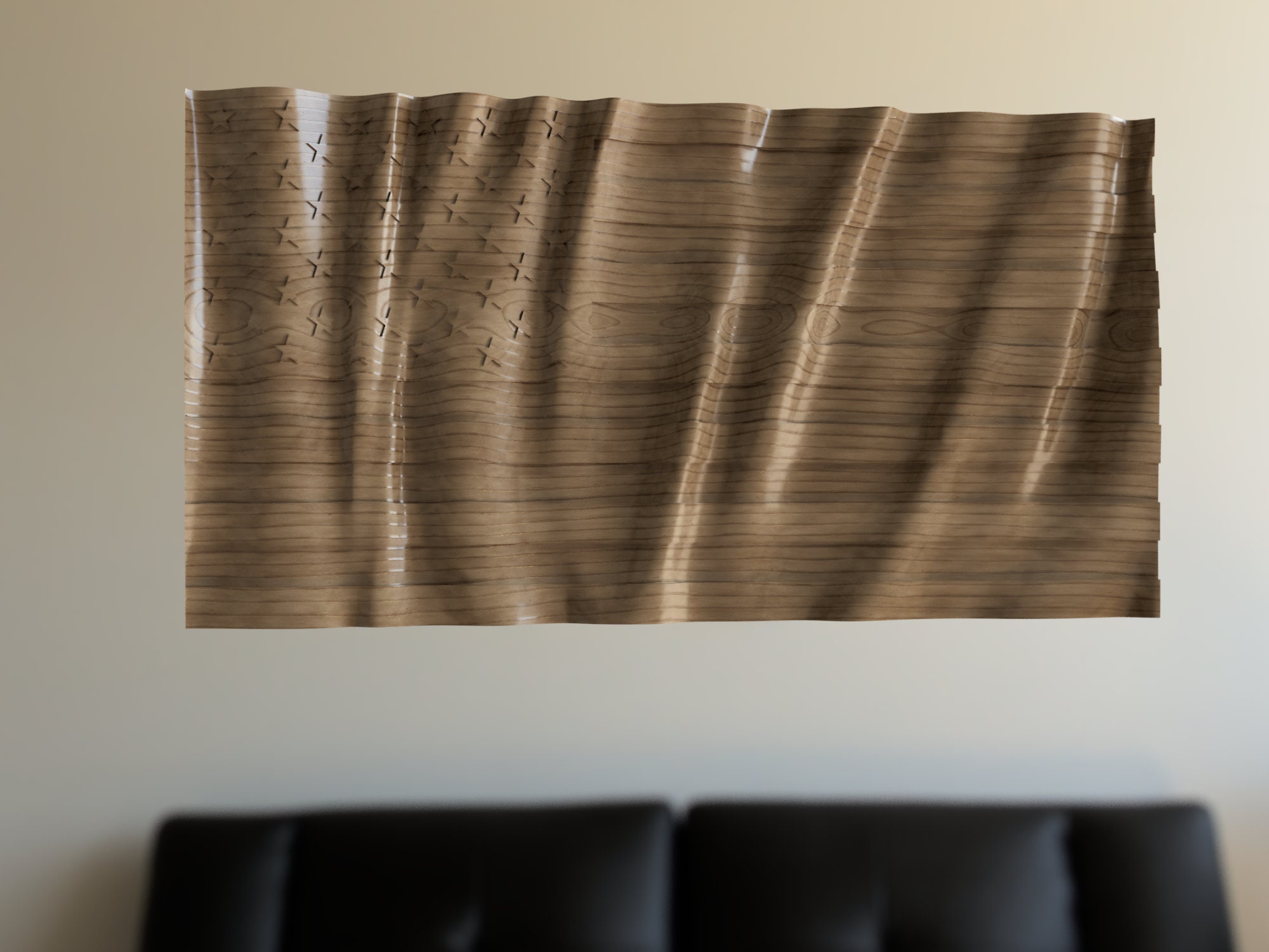 1.5in Wavy Flag - Wavy Union Stars - 3D STL File - Etsy