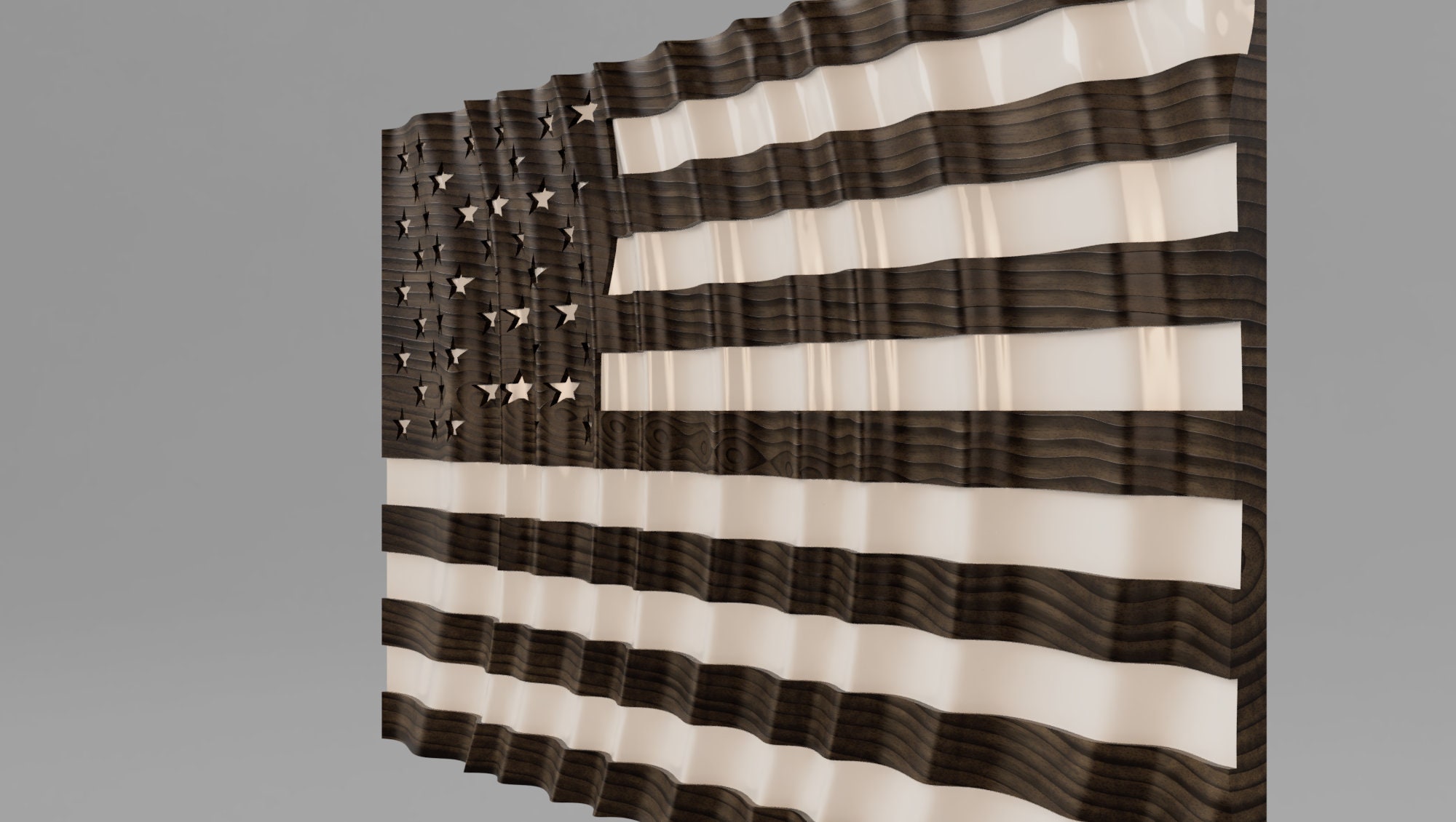 1in Wavy Flag - Wavy Union Stars - 3D STL File - Etsy