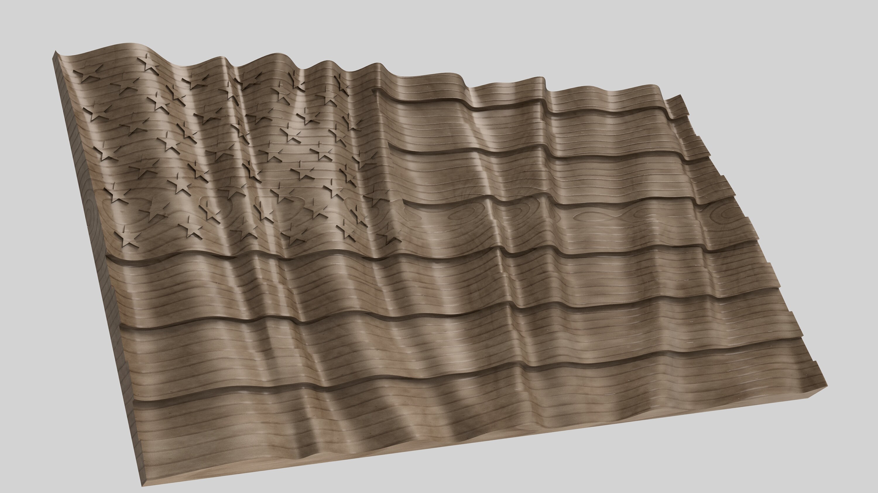 1.5in Wavy Flag - Wavy Union Stars - 3D STL File - Etsy