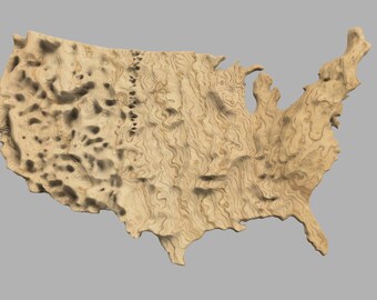 Wood Cnc Topographic Map - Etsy