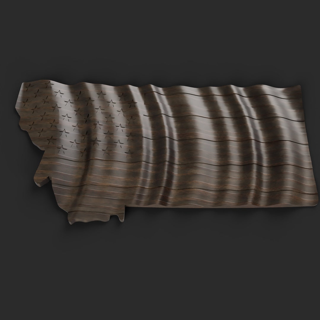 Montana - STL File - Wavy Flag - Wavy Union Stars - Etsy