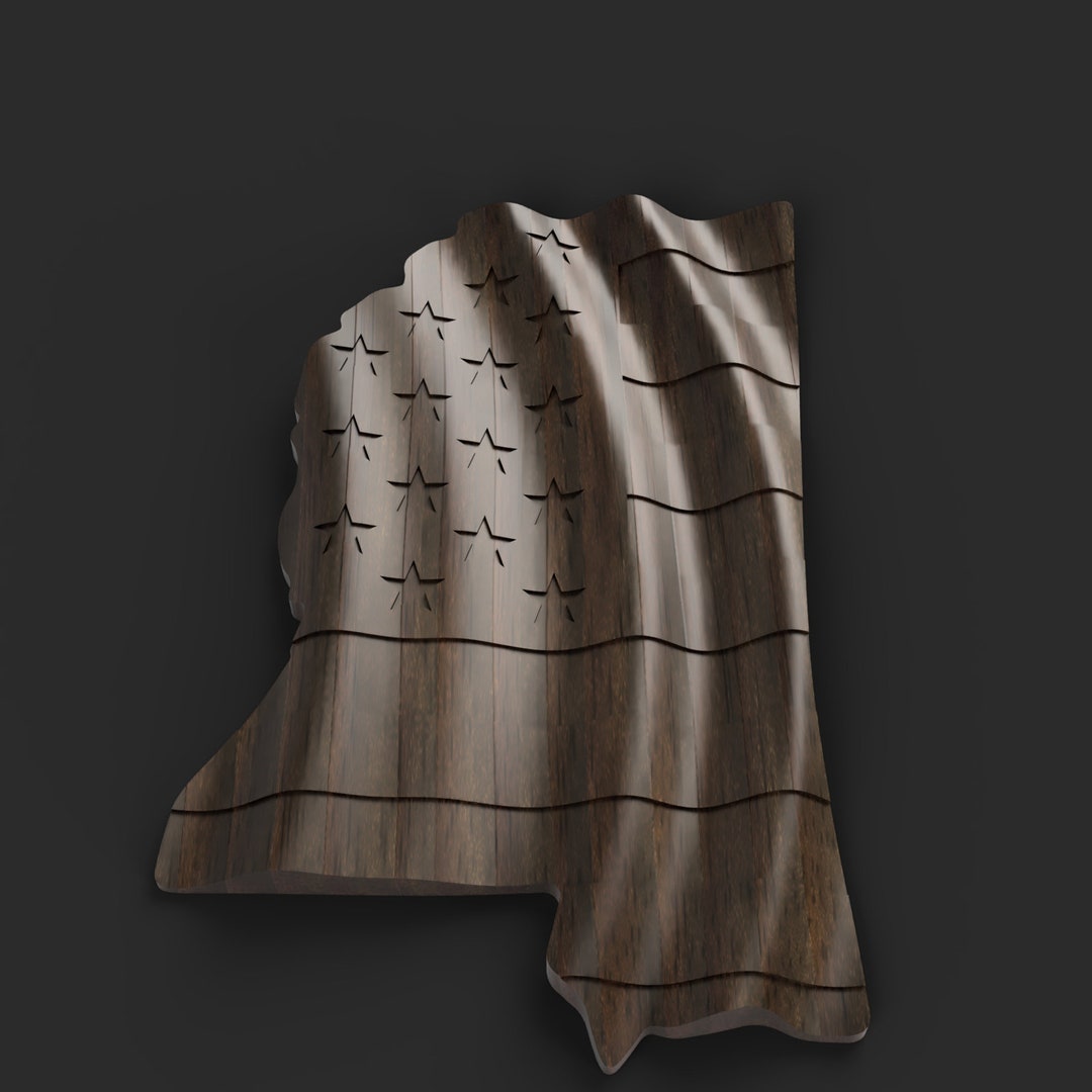 Mississippi - STL File - Wavy Flag - Wavy Union Stars - Etsy