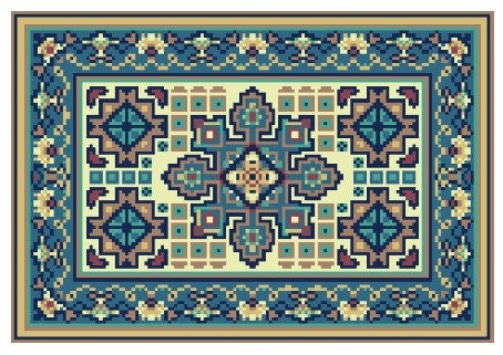 Persian Rug Cross Stich PDF Pattern for Dolls House Miniature Carpet ...