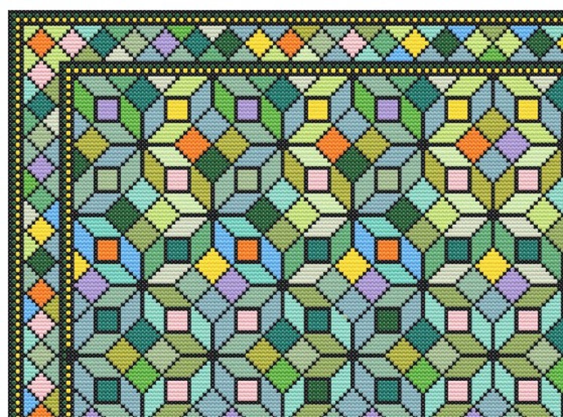 Geometric Rug Cross Stich PDF Pattern for Dolls House Miniature Carpet ...