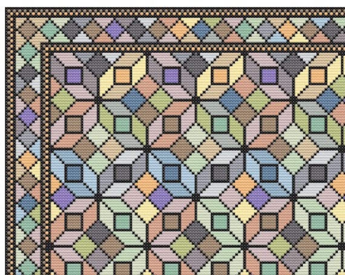 Geometric Rug Cross Stich PDF Pattern for Dolls House Miniature Carpet ...