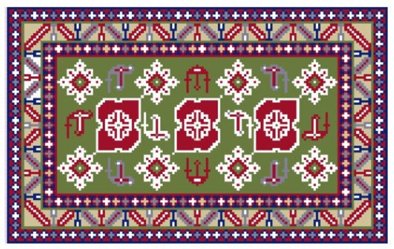 Karagashli Rug Cross Stich PDF Pattern Dolls House Miniature Carpet ...