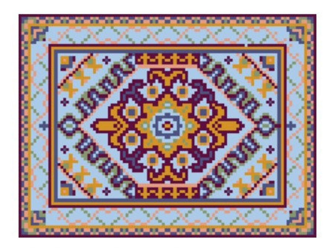 Samarkand Rug Cross Stich PDF Pattern Dolls House Miniature Carpet ...