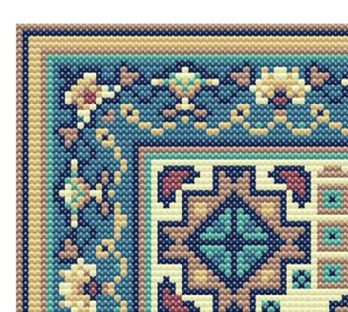 Persian Rug Cross Stich PDF Pattern for Dolls House Miniature Carpet ...