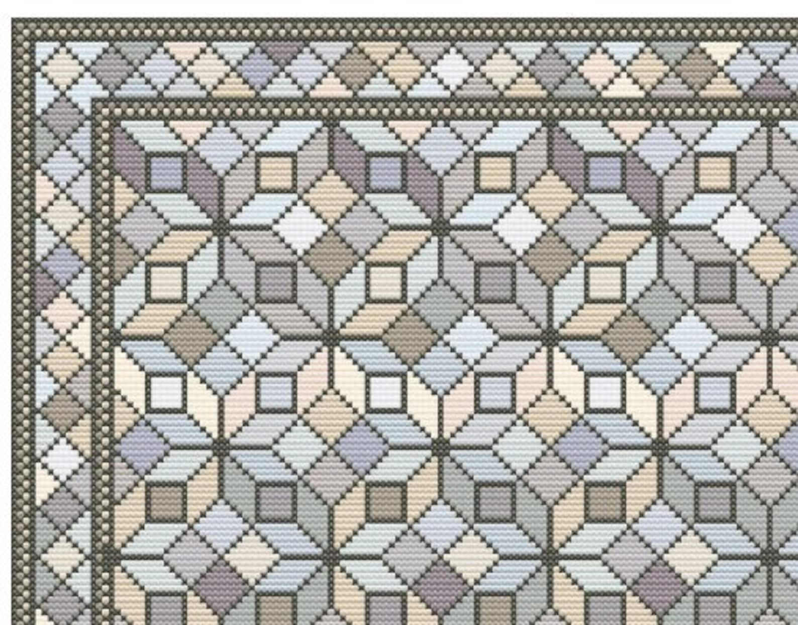 Geometric Rug Cross Stich PDF Pattern for Dolls House Miniature Carpet ...