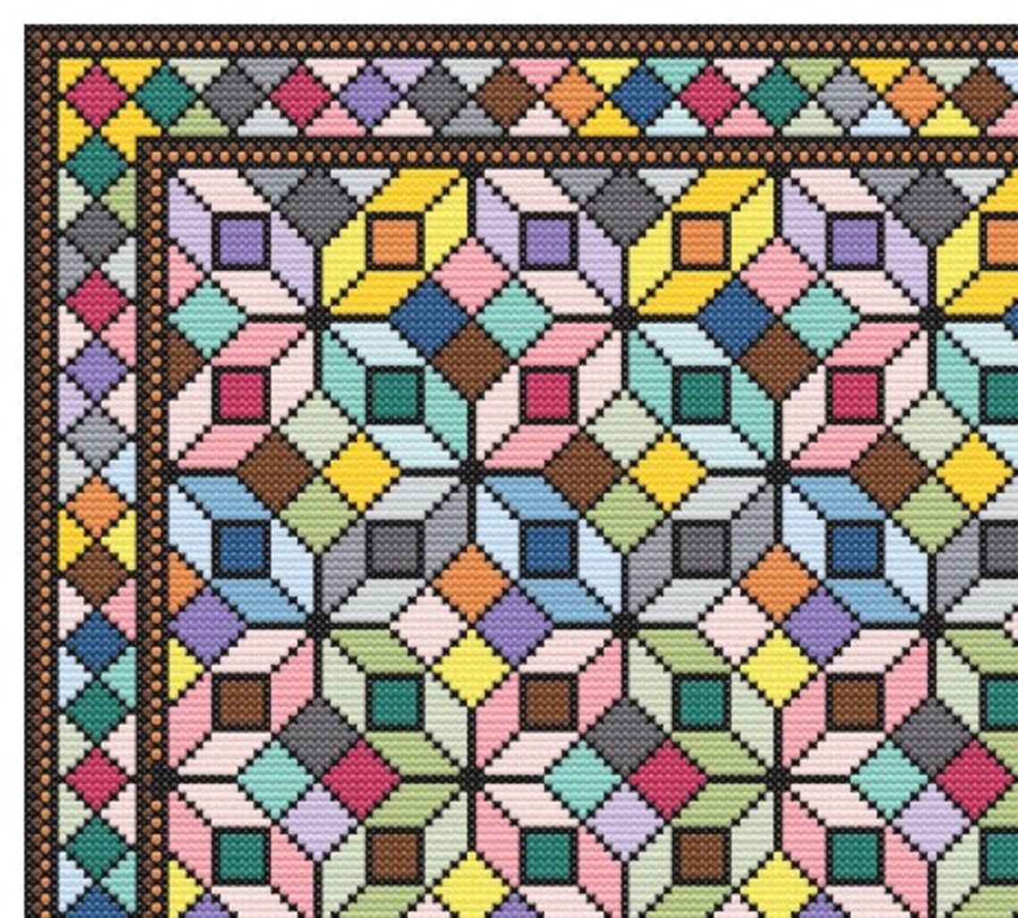 Geometric Rug Cross Stich PDF Pattern for Dolls House Miniature Carpet ...