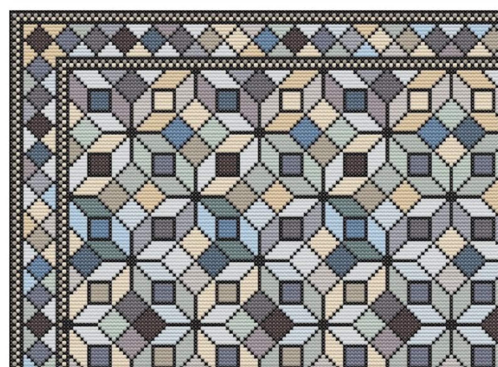 Geometric Rug Cross Stich PDF Pattern for Dolls House Miniature Carpet ...