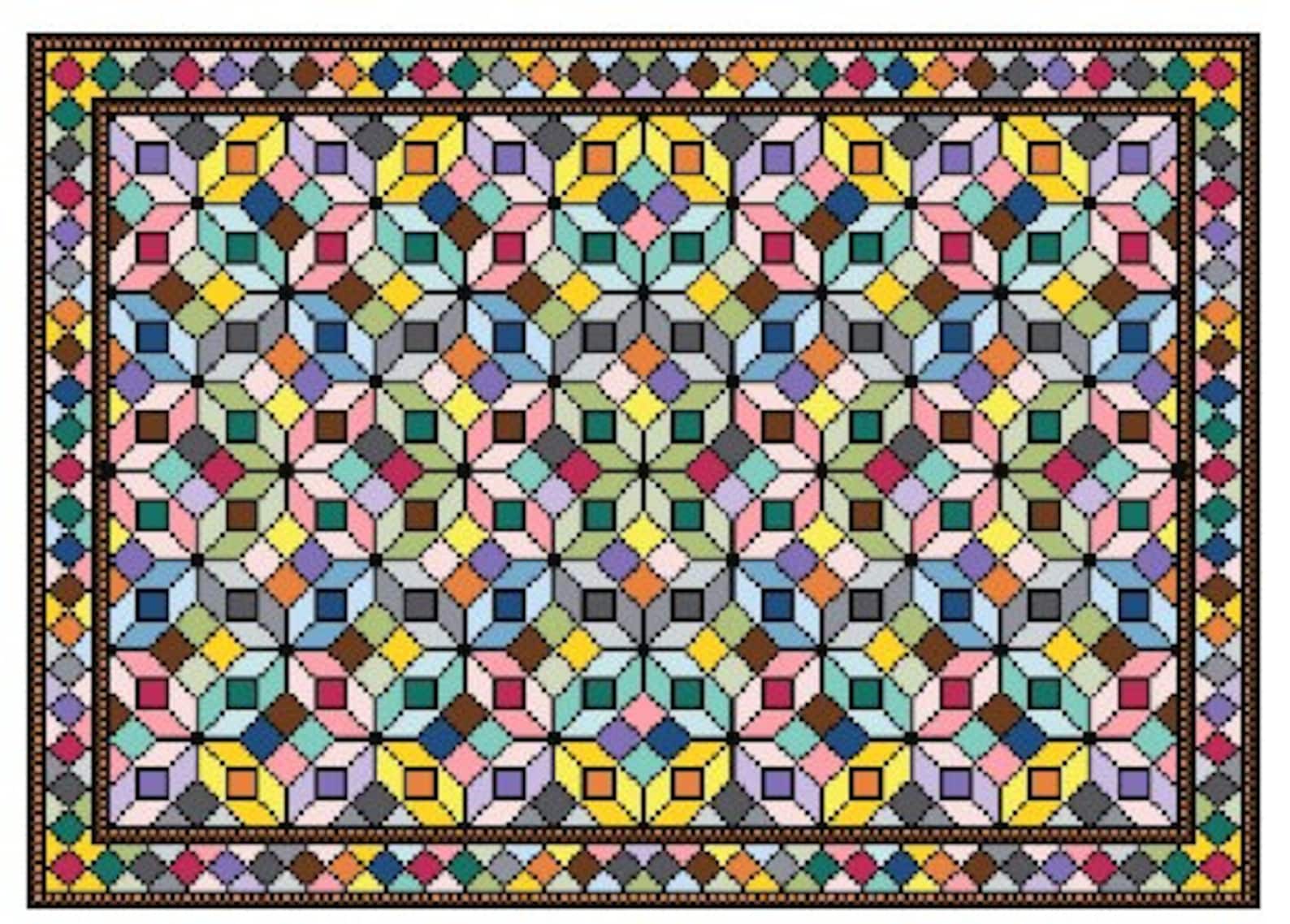 Geometric Rug Cross Stich PDF Pattern for Dolls House Miniature Carpet ...