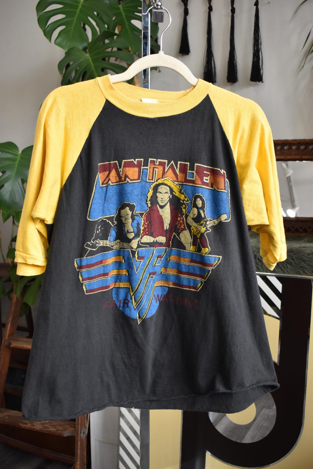 80s Van Halen Fair Warning Tour 1981 Colorblock Ringer Baseball Tee ...