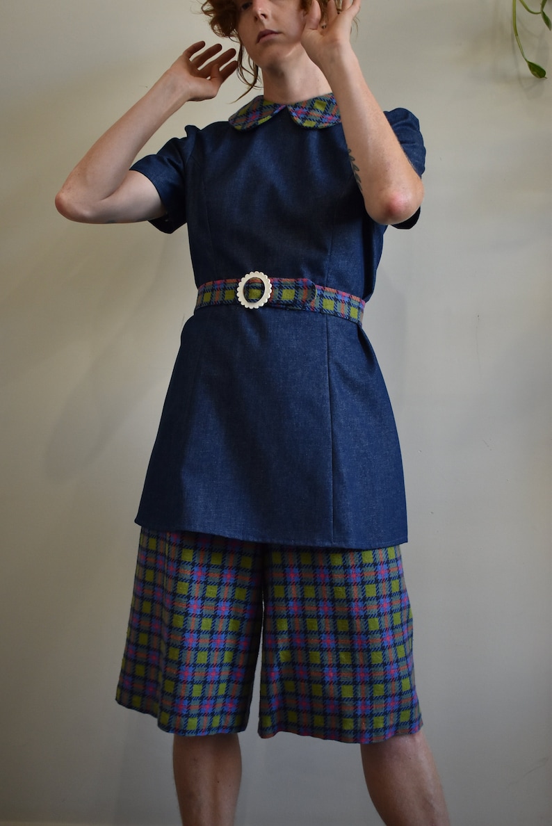 60s Peter Pan Collar Mod Tunic W Matching Wide Leg Culottes Slacks and ...