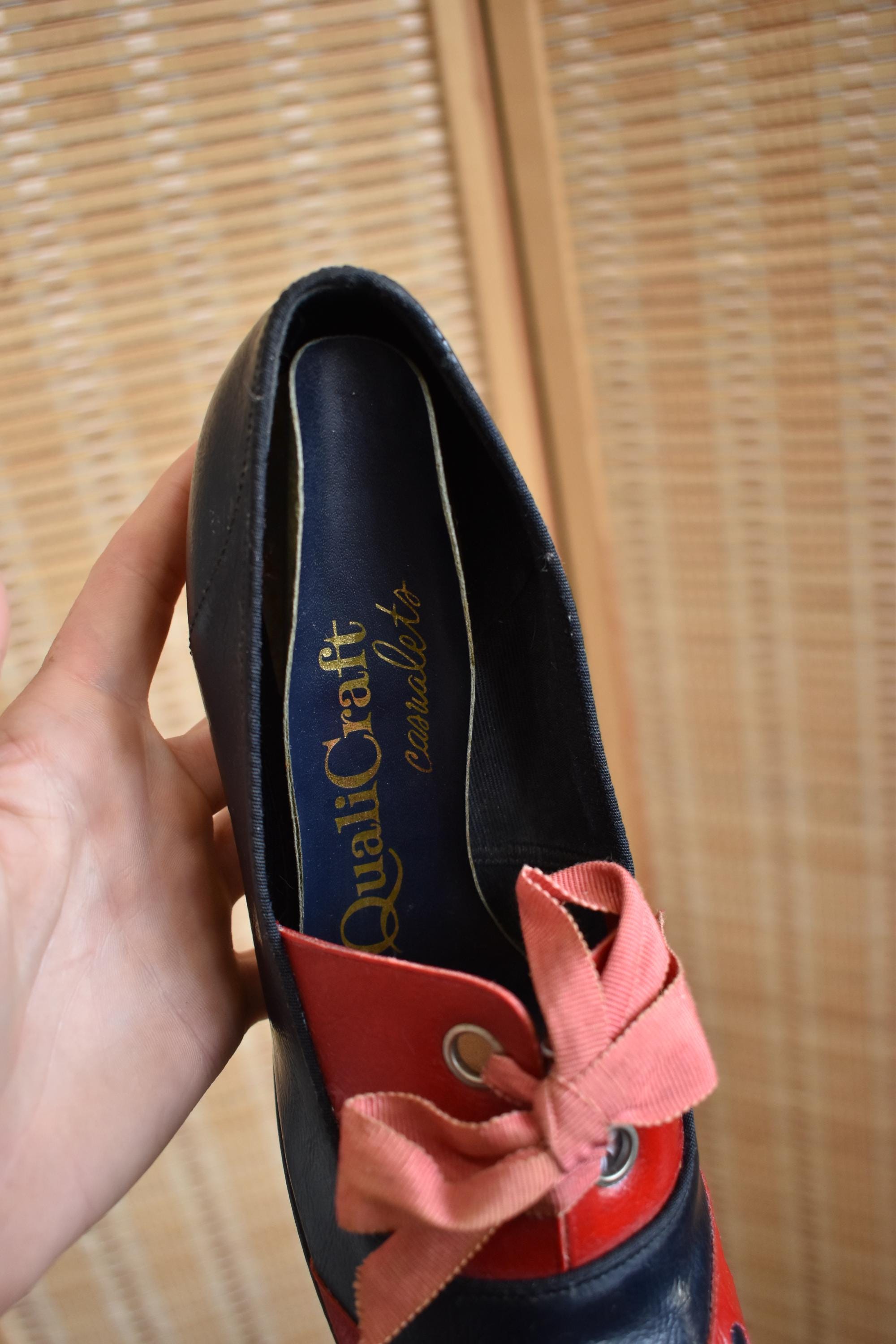 60s 70s 2 Tone Mod Block Heel Oxford Wing Tips Lace up Pumps // NWOT ...