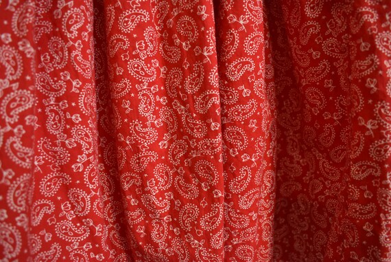 Vintage 60s Red Paisley Bandana Print Full Miniskirt … Gem