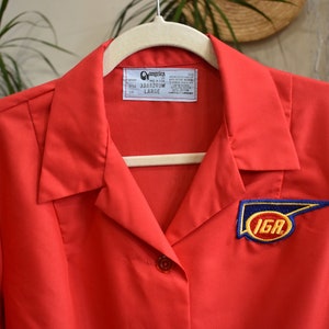 70s Workwear Jacket IGA Grocery Store Uniform Shirt Logo Patch // Wide ...