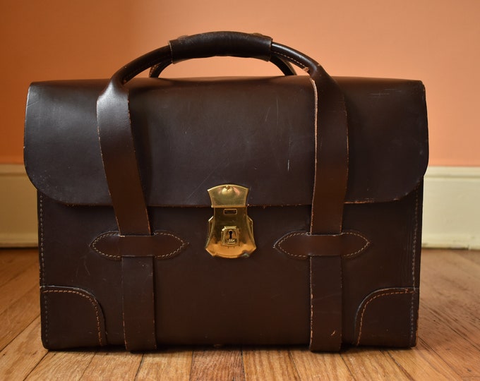 50s 60s Military Issue Leather Briefcase Travel Bag Type VIII // HUGE ...
