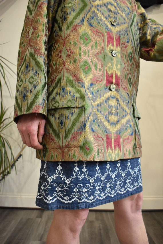 Vintage 60s 70s Bill Blass Brocade Spring Duster Jack… - Gem
