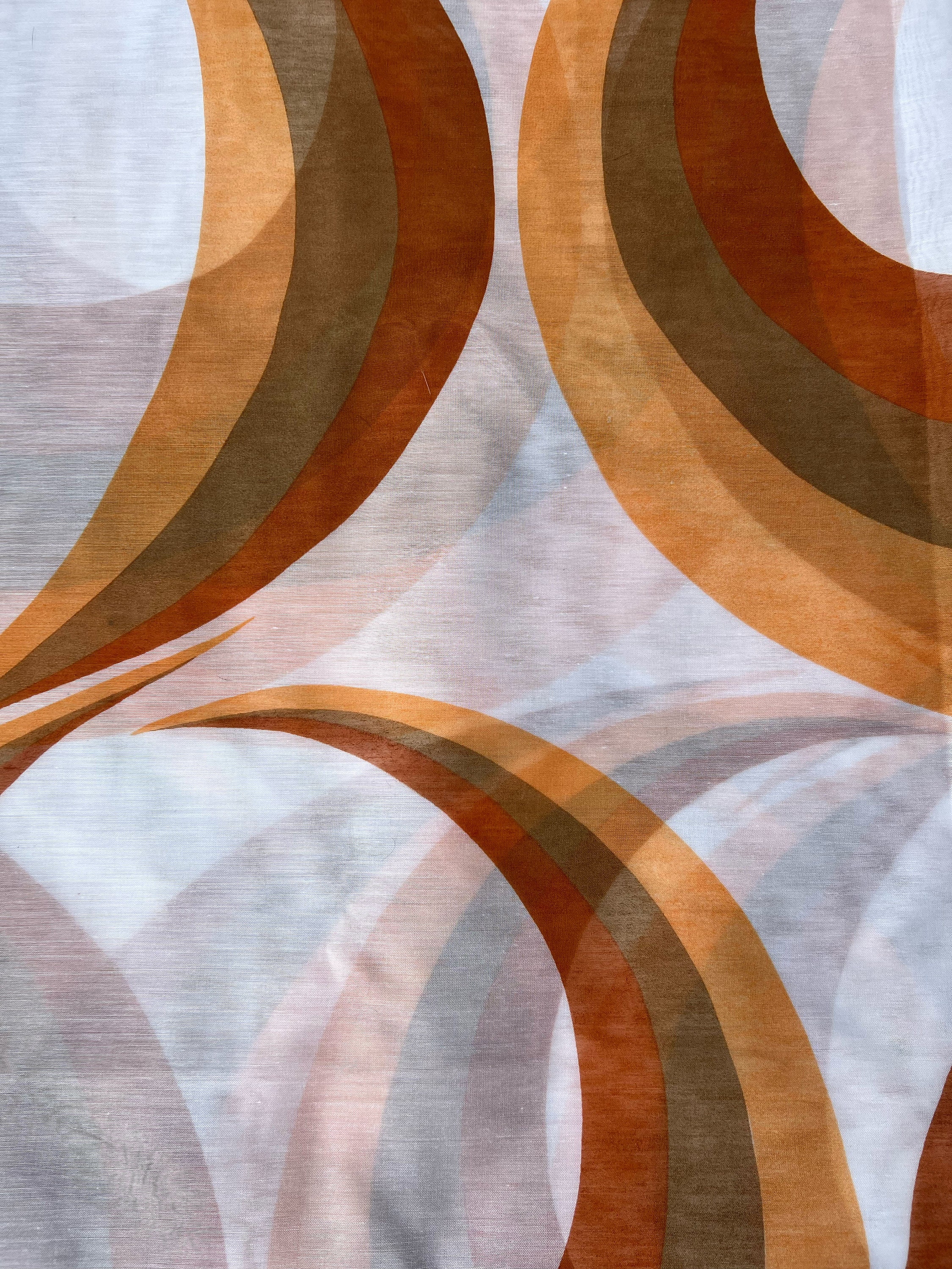 60s Sheer Trippy Mod Print Geometric Abstract Sewing Fabric Curtains ...