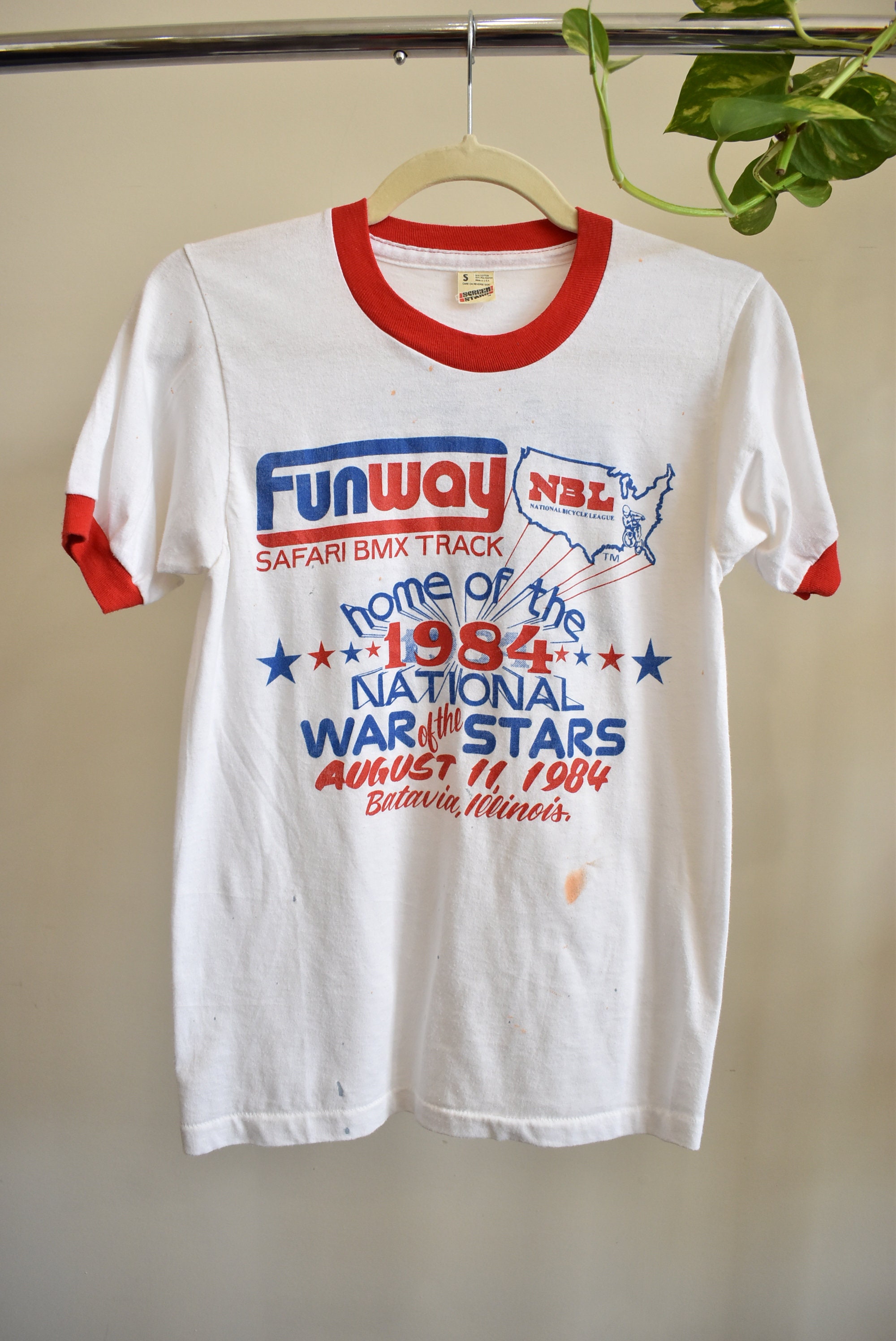 Vintage 1980s BMX Bike Funway Track Ringer Tee Shirt // Paint | Etsy