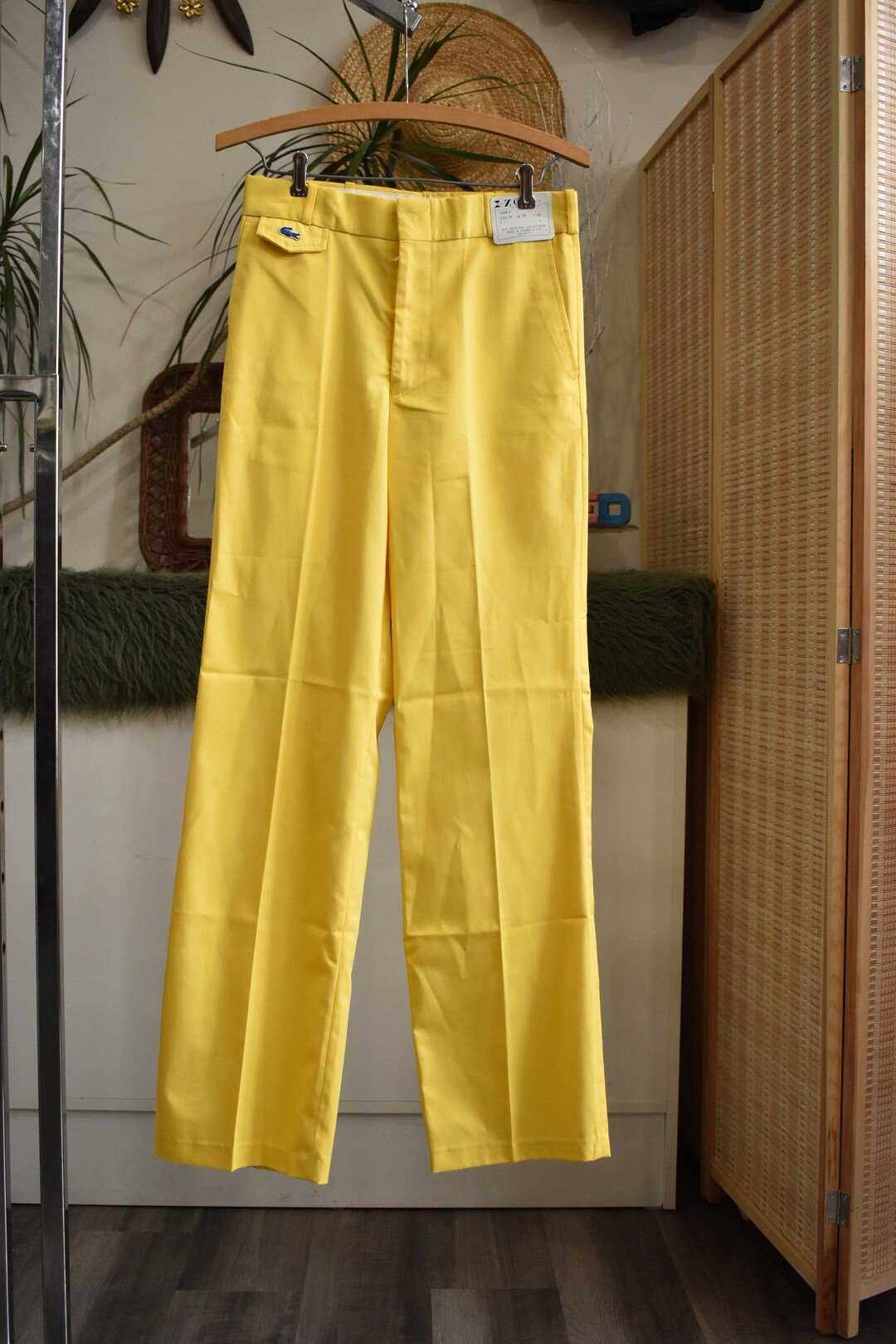 70s Lacoste Deadstock Lemon Yellow Bright Golf Pants // Straight Leg ...