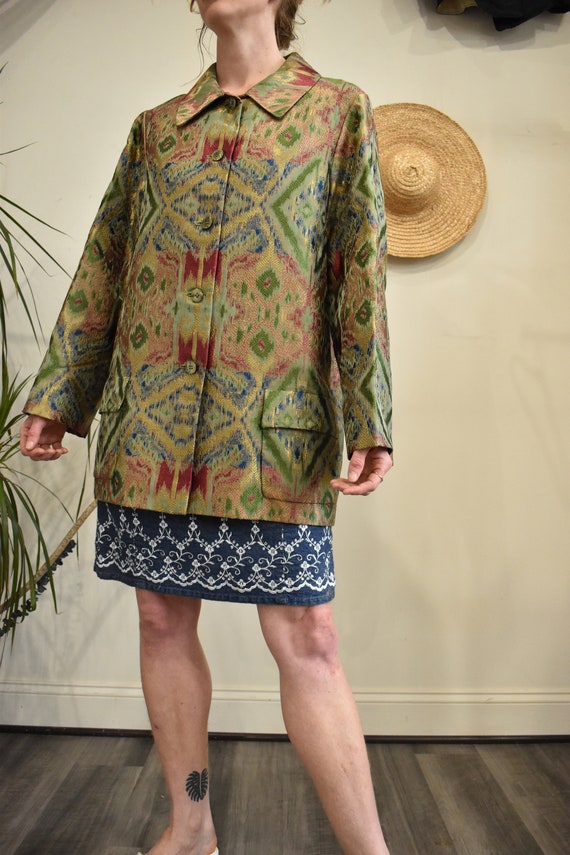 Vintage 60s 70s Bill Blass Brocade Spring Duster Jack… - Gem