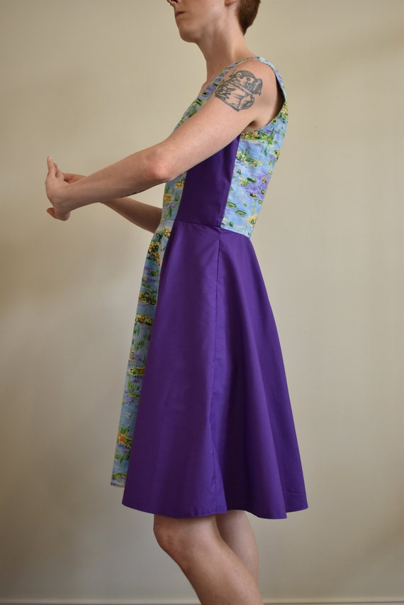 Vintage 1950s Romantic Floral Colorblock Sleeveless F… - Gem