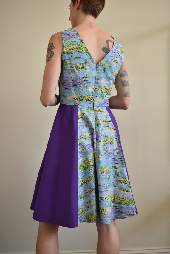 Vintage 1950s Romantic Floral Colorblock Sleeveless F… - Gem