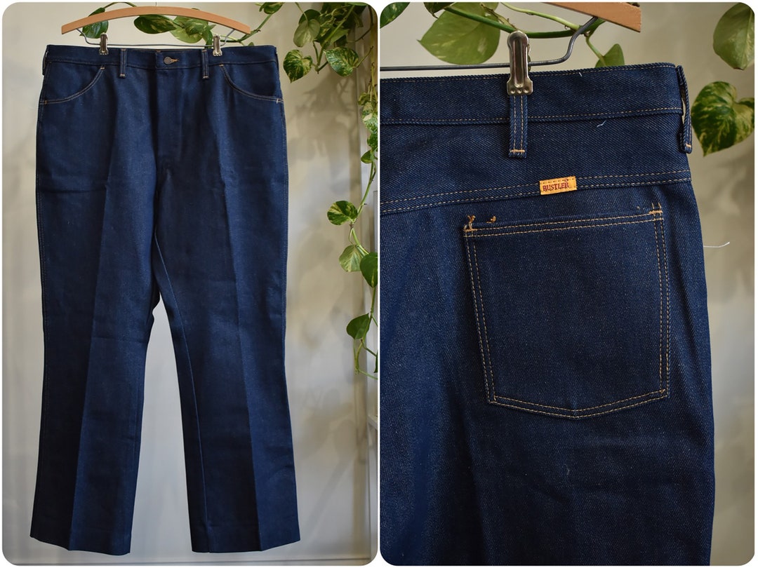 Vintage 60s 70s Rustler Bootcut Jeans // Dark Wash Sturdy Denim ...