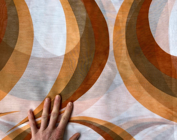 60s Sheer Trippy Mod Print Geometric Abstract Sewing Fabric Curtains ...